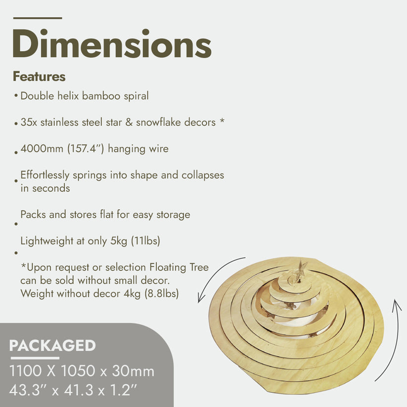 Bcompact Floating Christmas Tree. Sustainable Bamboo. Spiral that flat