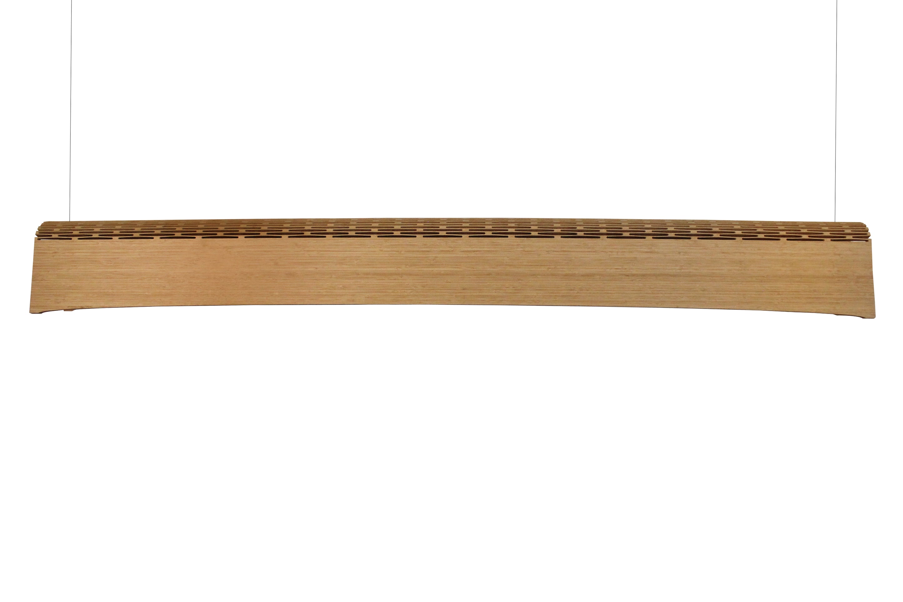 Kerf Linear Light - 2m/78.74". Bamboo. 20W LED. Stainless Wire Suspens ...