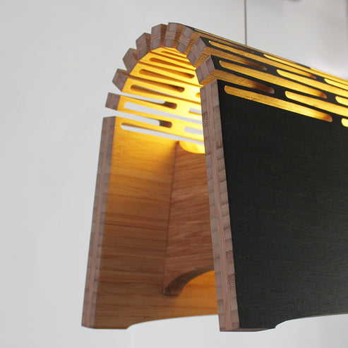 Kerf Linear Light - 2m/78.74". Bamboo. 20W LED. Stainless Wire Suspens ...